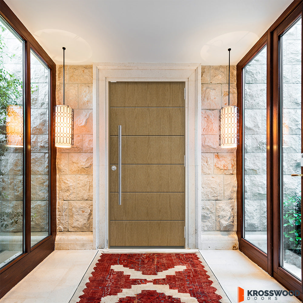 Modern Faux Pivot Wood Texture Fiberglass Front Door | Krosswood Doors ...