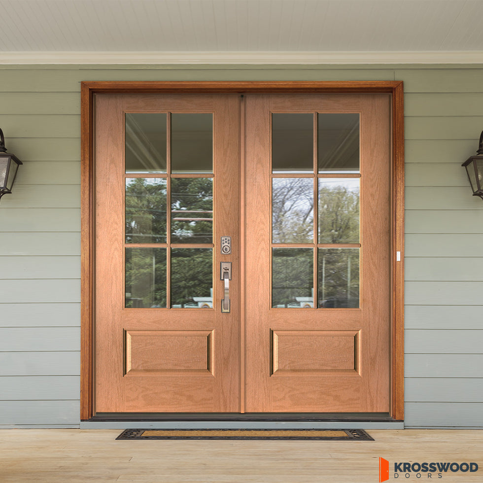 Uintah Modern Farmhouse 6-Lite Fiberglass Double Door | Krosswood ...
