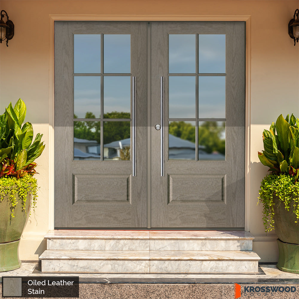Glass Window Faux Pivot Wood Like Fiberglass Double Door | Krosswood ...