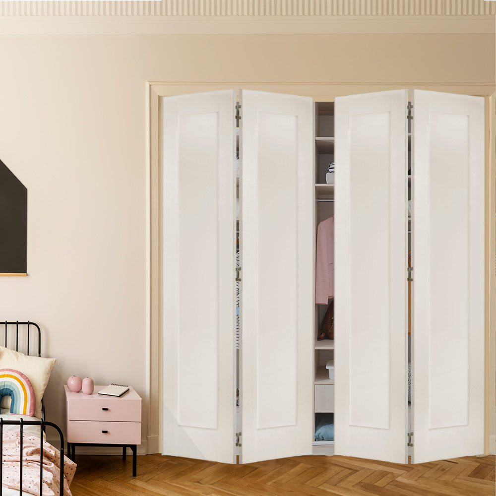 Shaker Bi-Fold Primed MDF Interior Bifold Double Door | Krosswood ...