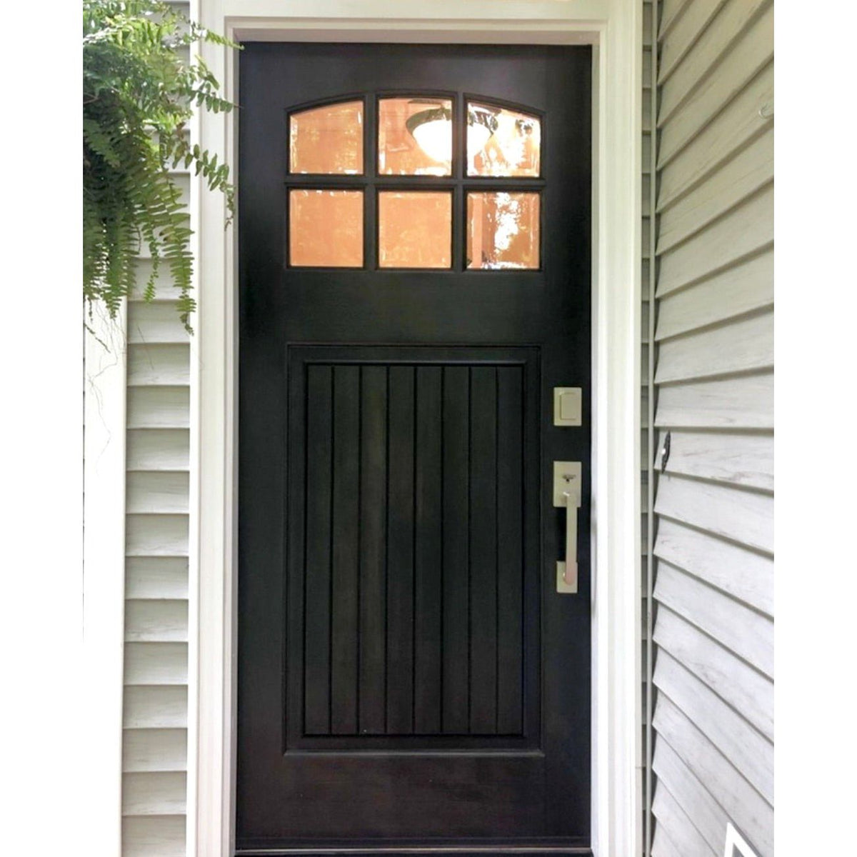 Craftsman Hemlock Wood 6 Lite Glass Window Wood Front Door | Krosswood ...