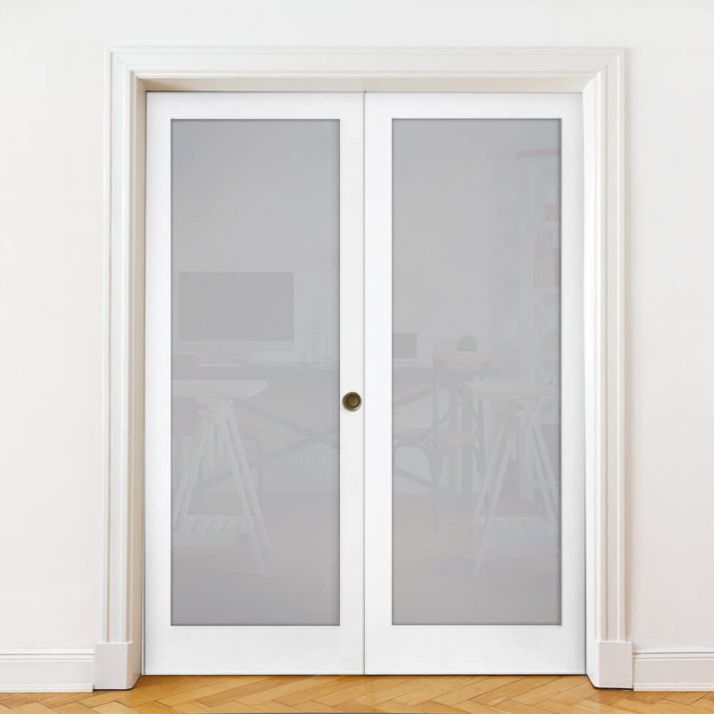 Craftsman Full Lite Frosted Glass MDF Interior Double Door | Krosswood ...