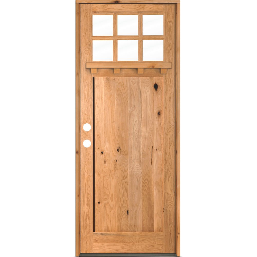 Craftsman Knotty Alder 6 Lite Clear Glass Solid Wood Door | Krosswood