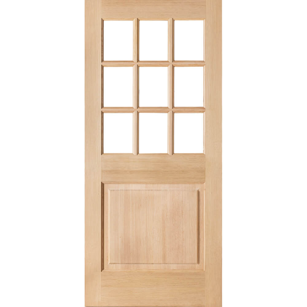 Farmhouse Douglas Fir 9 Lite Clear Glass Window Wood Door | Krosswood
