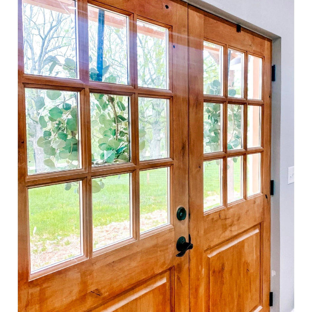Farmhouse Douglas Fir 9 Lite Clear Glass Window Wood Door | Krosswood