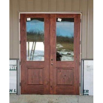 Rustic Half Lite Glass Knotty Alder Wood Double Front Door | Krosswood ...