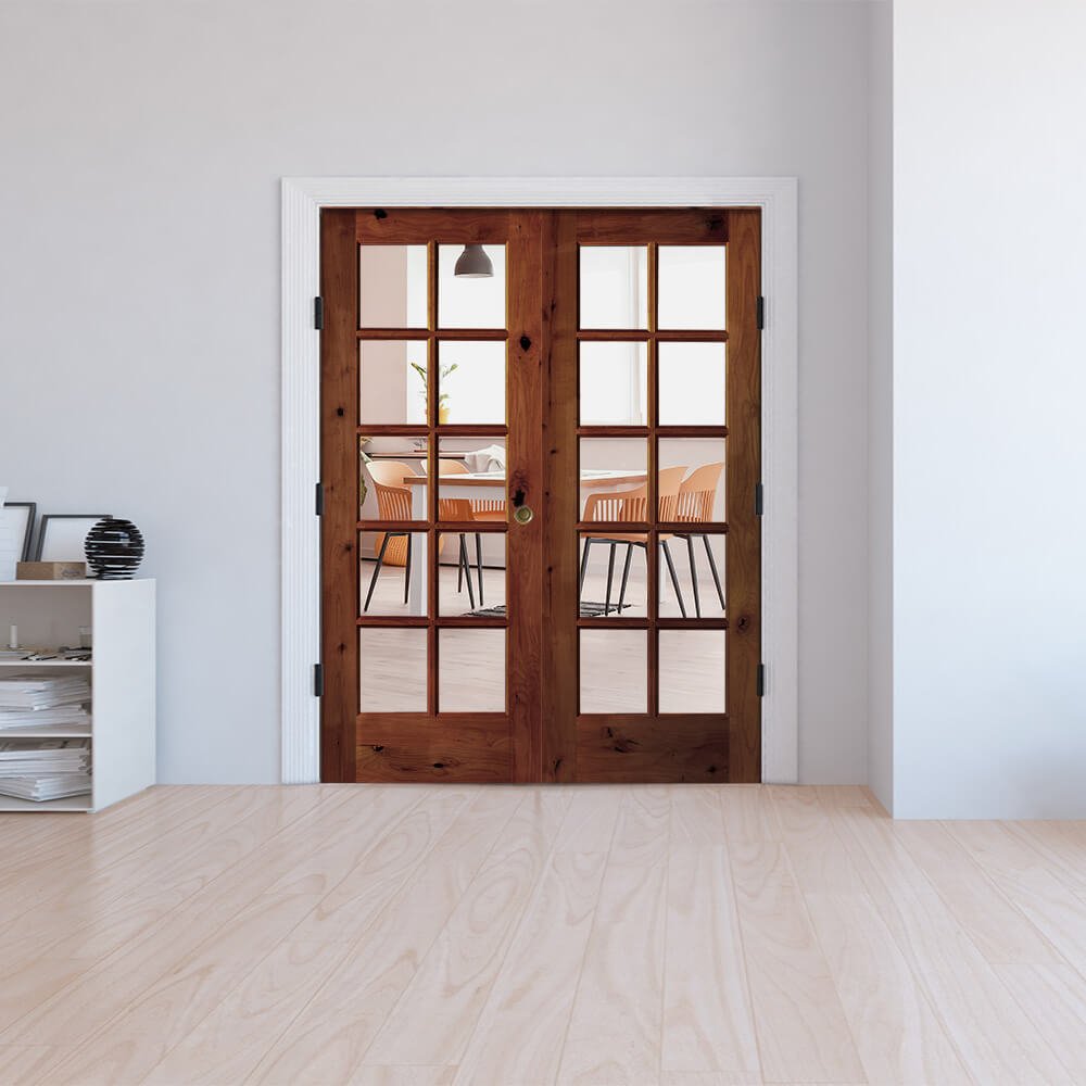 French Wood 10 Lite Glass Window Interior Double Doors | Krosswood ...