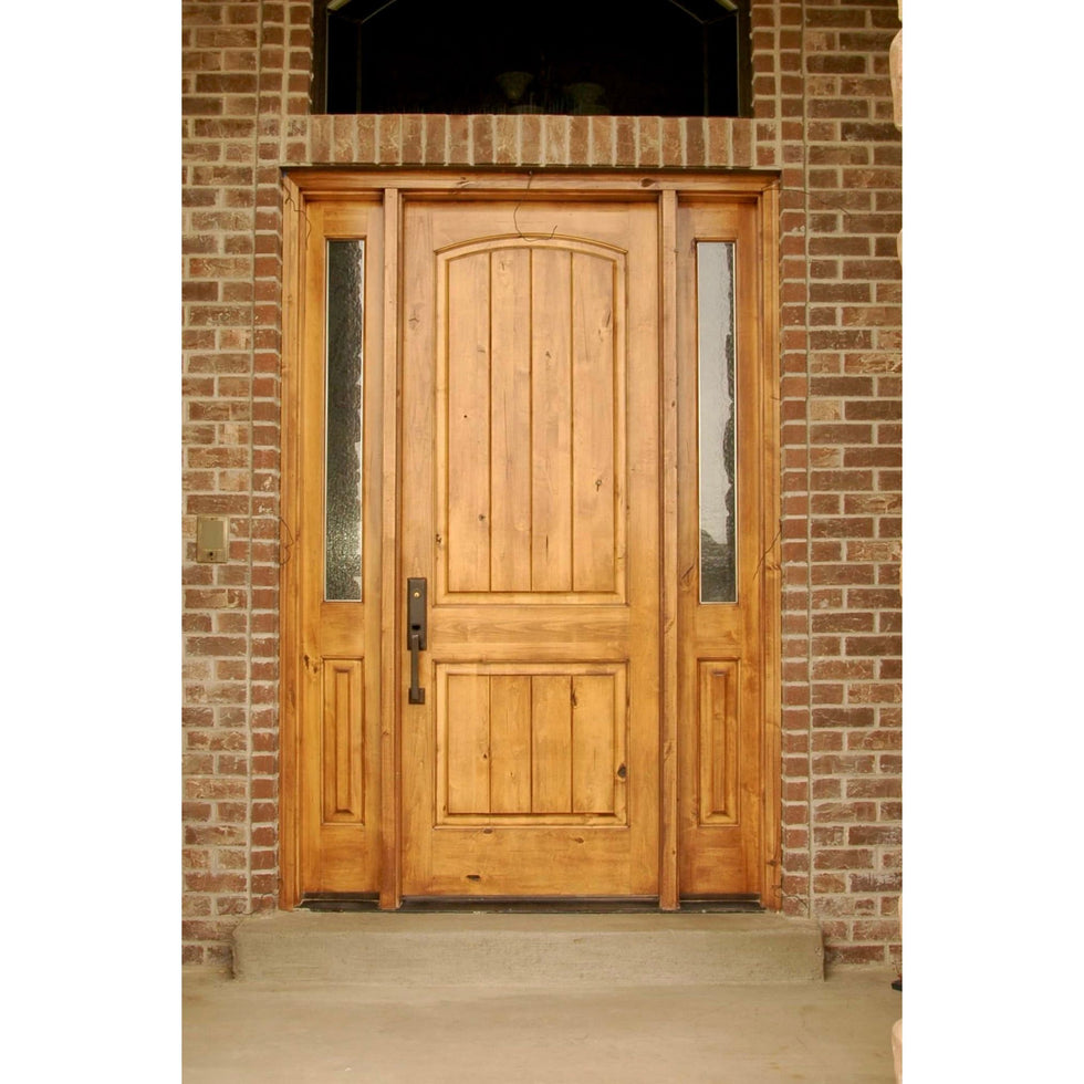 Rustic Knotty Alder V-Groove Arch Top Wood Front Door | Krosswood ...