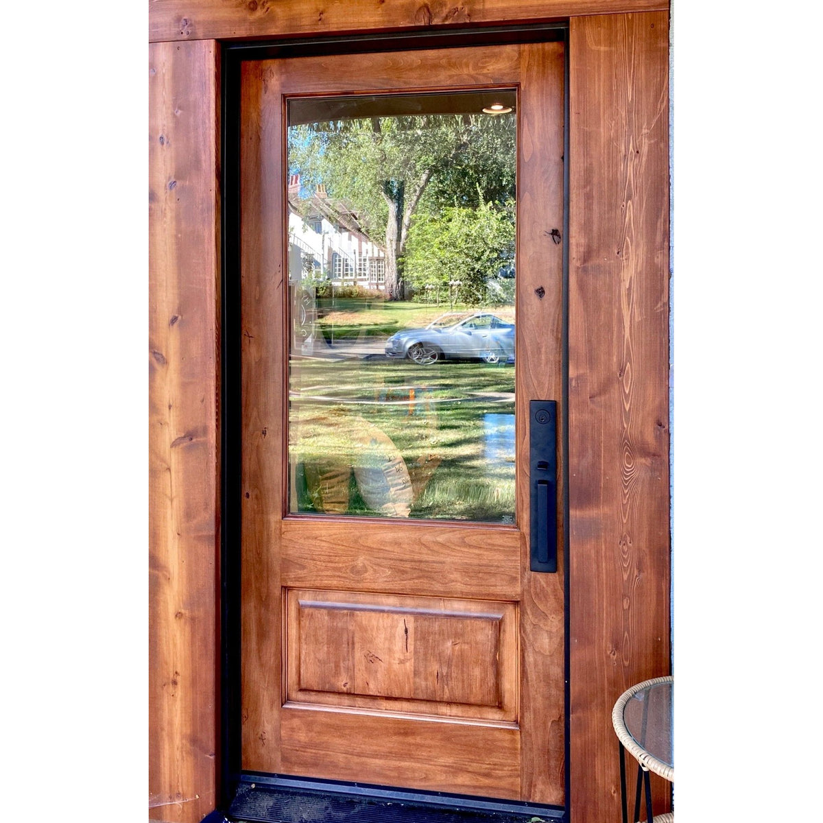Modern Farmhouse Knotty Alder 3/4 Lite Glass Wood Door, 02/06/2024