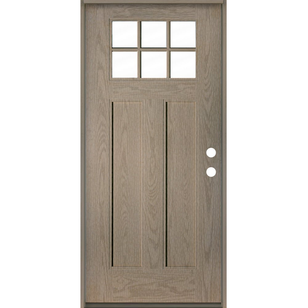 Fiberglass 6 Lite Clear Glass Window Wood-Like Front Door | Krosswood
