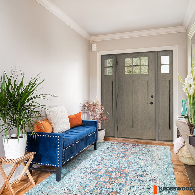 Fiberglass 6 Lite Clear Glass Window Wood-Like Front Door | Krosswood ...