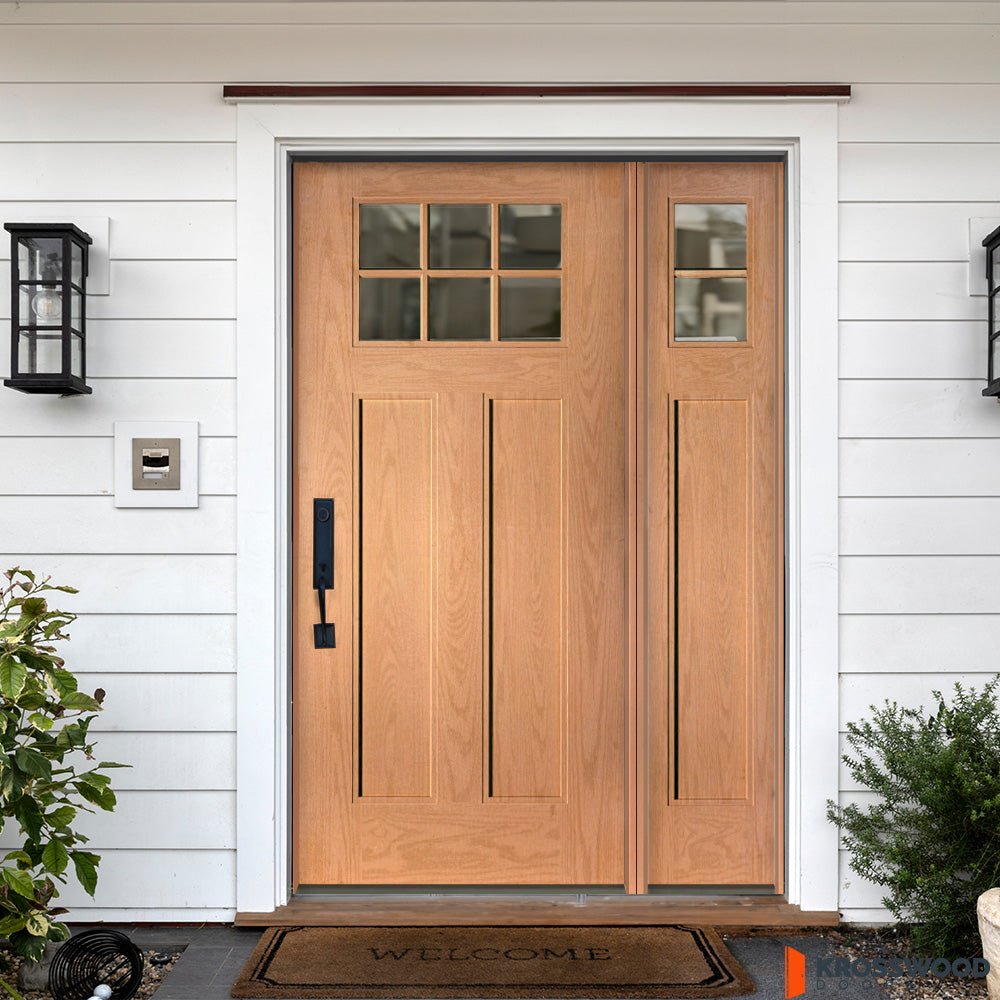 Fiberglass 6 Lite Clear Glass Window Wood-Like Front Door | Krosswood ...