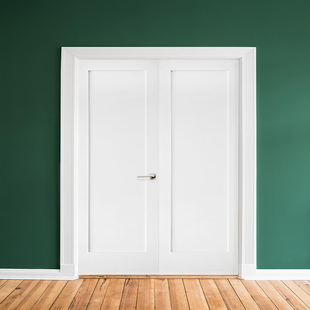 Shaker Solid Core MDF 1 Panel Interior Double Door | Krosswood Doors ...