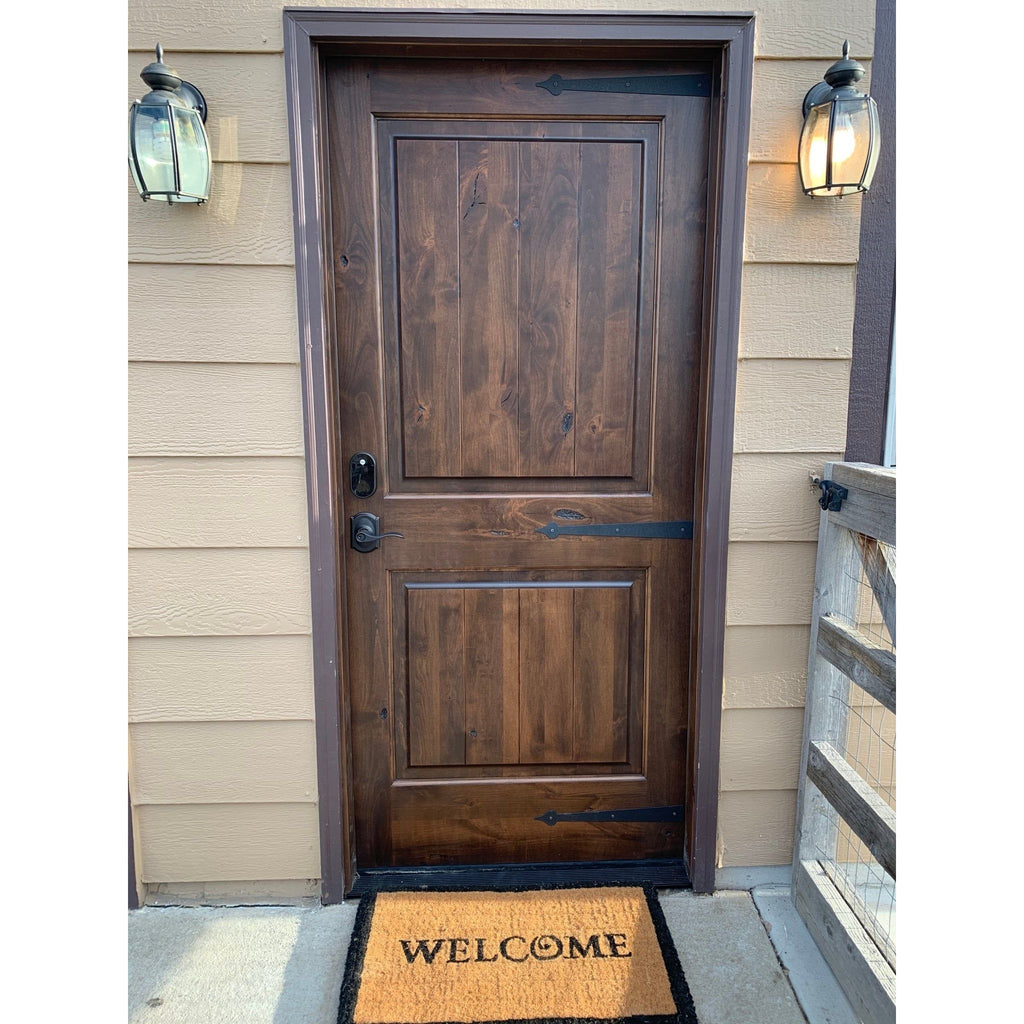 Rustic Farmhouse Knotty Alder V-Groove Wood Door | Krosswood Doors